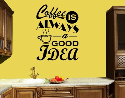 Wall Decal Coffee Cafe Quote Phrase Restaurant Tea Words Vinyl Sticker ...