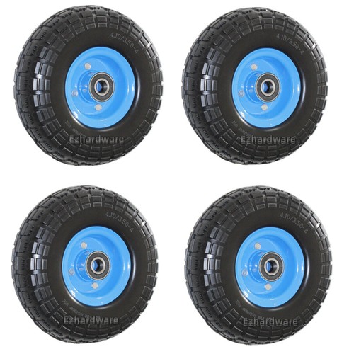 1x 2x 4x 10"Solid Trolly Wheels 20mm Bore Tyre 4.10/3.5-4 Flat Free ...