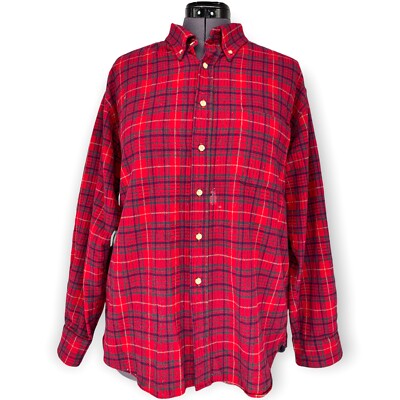 Pendleton Men’s 100% Virgin Wool Red Plaid Flannel Shirt Size Large ...