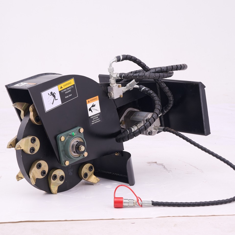 CREWORKS Mini Skid Steer Stump Grinder w/ Hydraulic Hoses &Quick-Attach ...