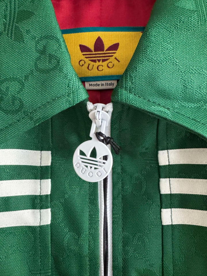 100% Authentic Gucci Adidas Collab Green Jacket 650-011925 | eBay