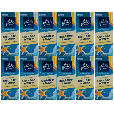 Glade Mini Beach Days & Waves Touch & Fresh 12 x 10ml Refill Room Spray ...