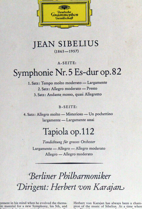 Jean Sibelius-Symphony # 5-Op. 82-Tapiola-Karajan-Deutsche Grammophon ...