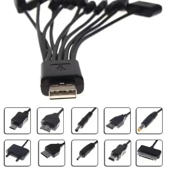 10 IN 1 UNIVERSAL USB CABLE MULTI charger cables For Mobile phone For ...