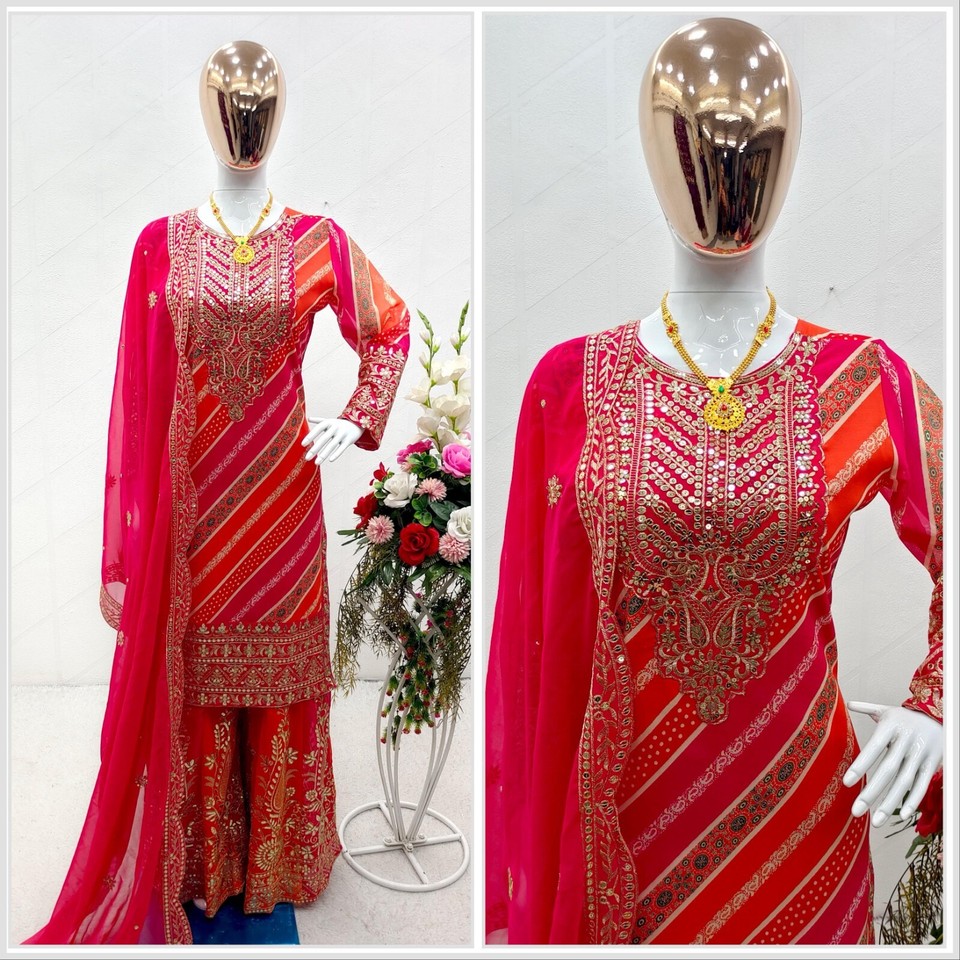 Designer Leheriya Sharara Suit Eid Festival Wear Stylish Partywear ...