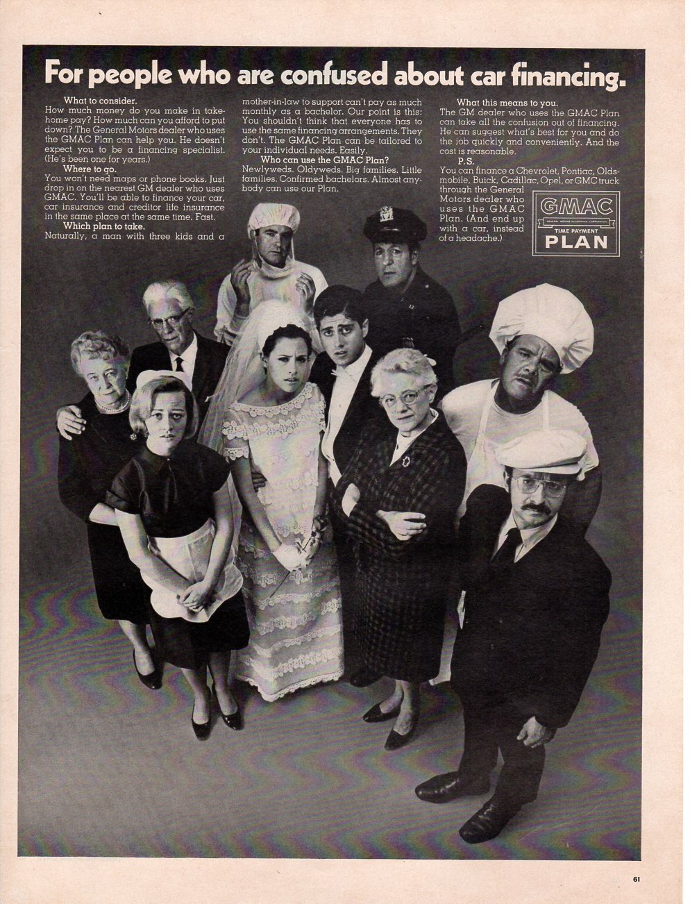 Vintage advertising print Car General Motors GMAC Plan 1968 Confused ...