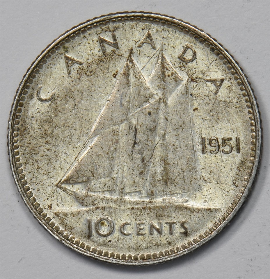 Roughly Dime Size Canada 1951 10 Cents Silver George VI 1020 combine ...