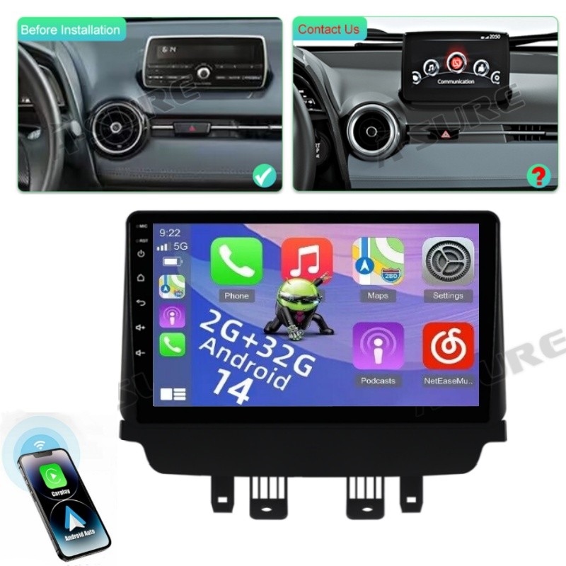 For Mazda 2 Demio 2014-2023 2+32GB Android 14 Car Stereo Radio Wireless ...