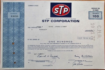 STP Corporation 1977 Stock Certificate - Motor Oil - Blue, Type 2 | eBay