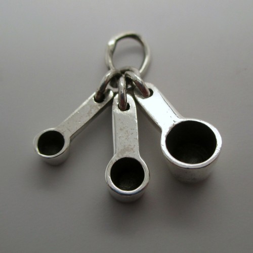 Sterling Silver MEASURING CUPS SET Charm for Bracelet PENDANT Cooking ...