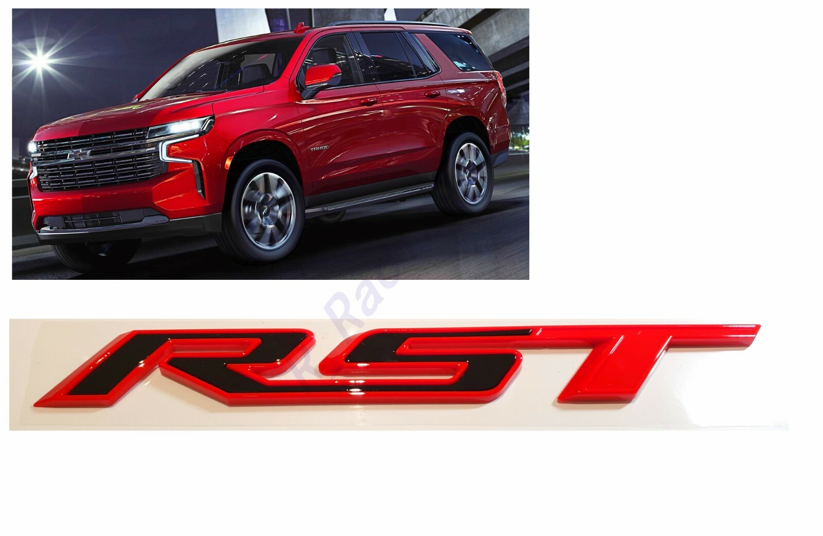 1PC Gloss Red Black Tailgate RST Emblem Fit 2019-2023 Chevrolet Tahoe ...