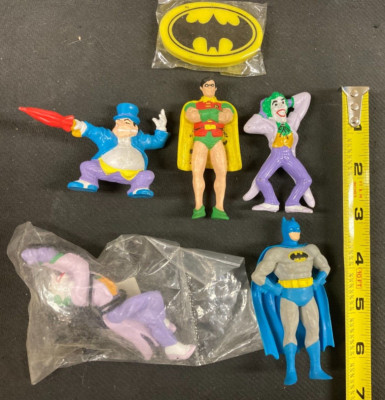 APPLAUSE BATMAN , ROBIN Joker, Penguin 3" HARD RUBBER ACTION FIGURE VTG ...