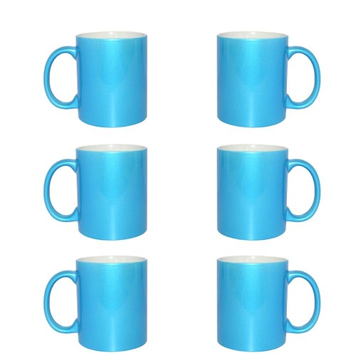 6PCS 11oz Light Blue Sparkling Sublimation Mug Ceramic Blanks Heat ...