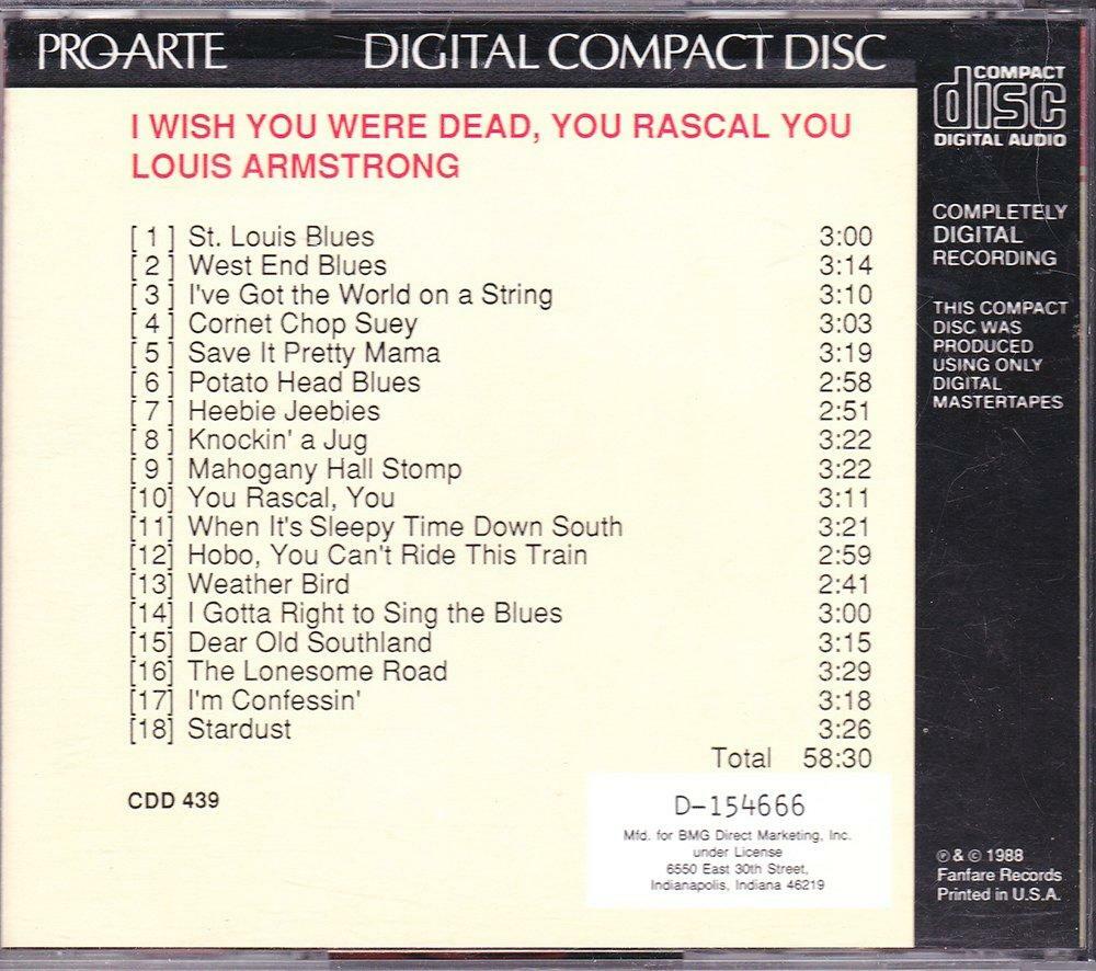 LOUIS ARMSTRONG 3 CDs I Wish You Were Dead You Rascal The Essential ...