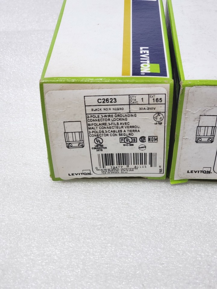 2 Pcs. - Leviton C2623 Twist-Lock Female Connector 30A 250VAC 2P 3W ...