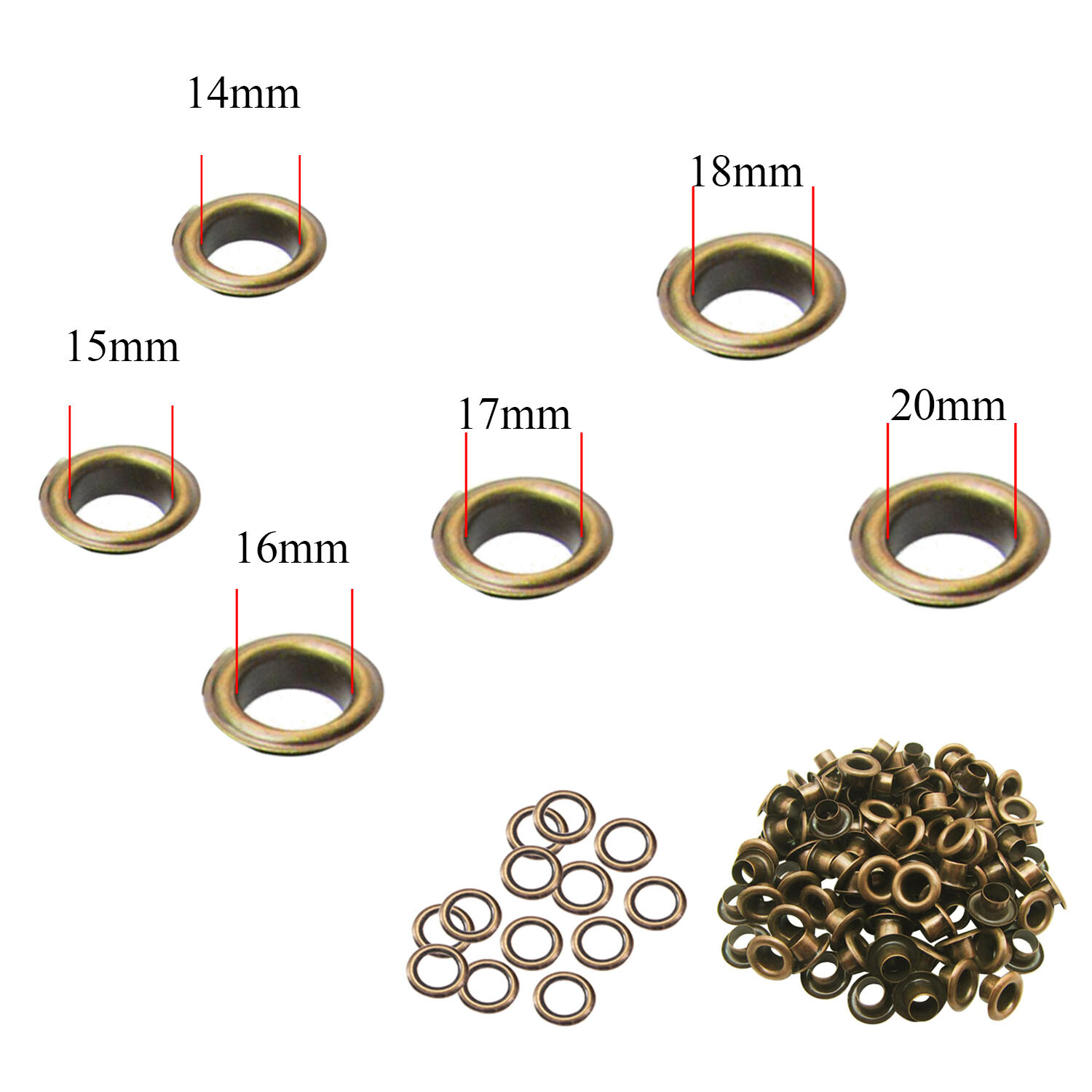 Eyelet with Washer DIY Leather Craft Metal Grommet 14mm 15mm 16mm 17mm ...