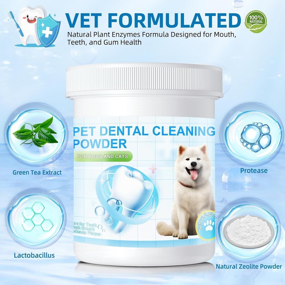 Dog Teeth Cleaning Powder,Dental Powder for Dogs Teeth Plaque and ...