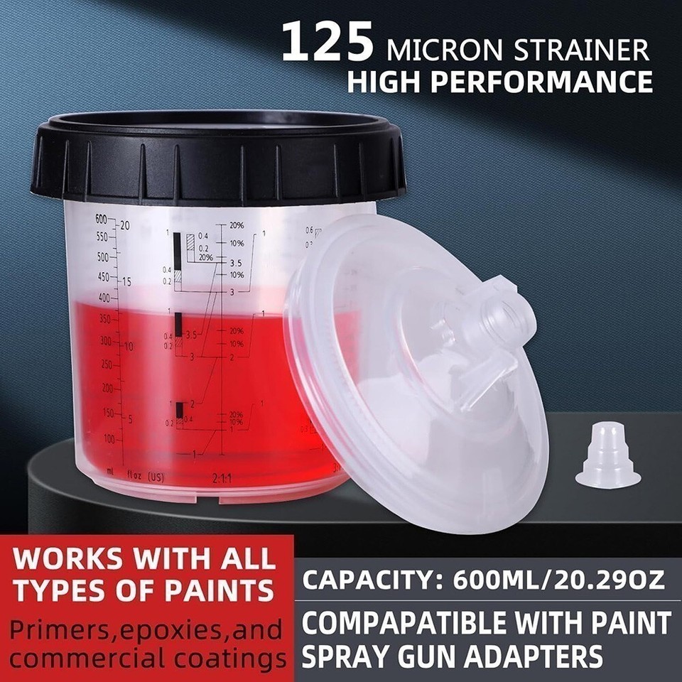 50Pack PPS CUPS Disposable Paint Spray Gun Cup Liners and Lid System ...