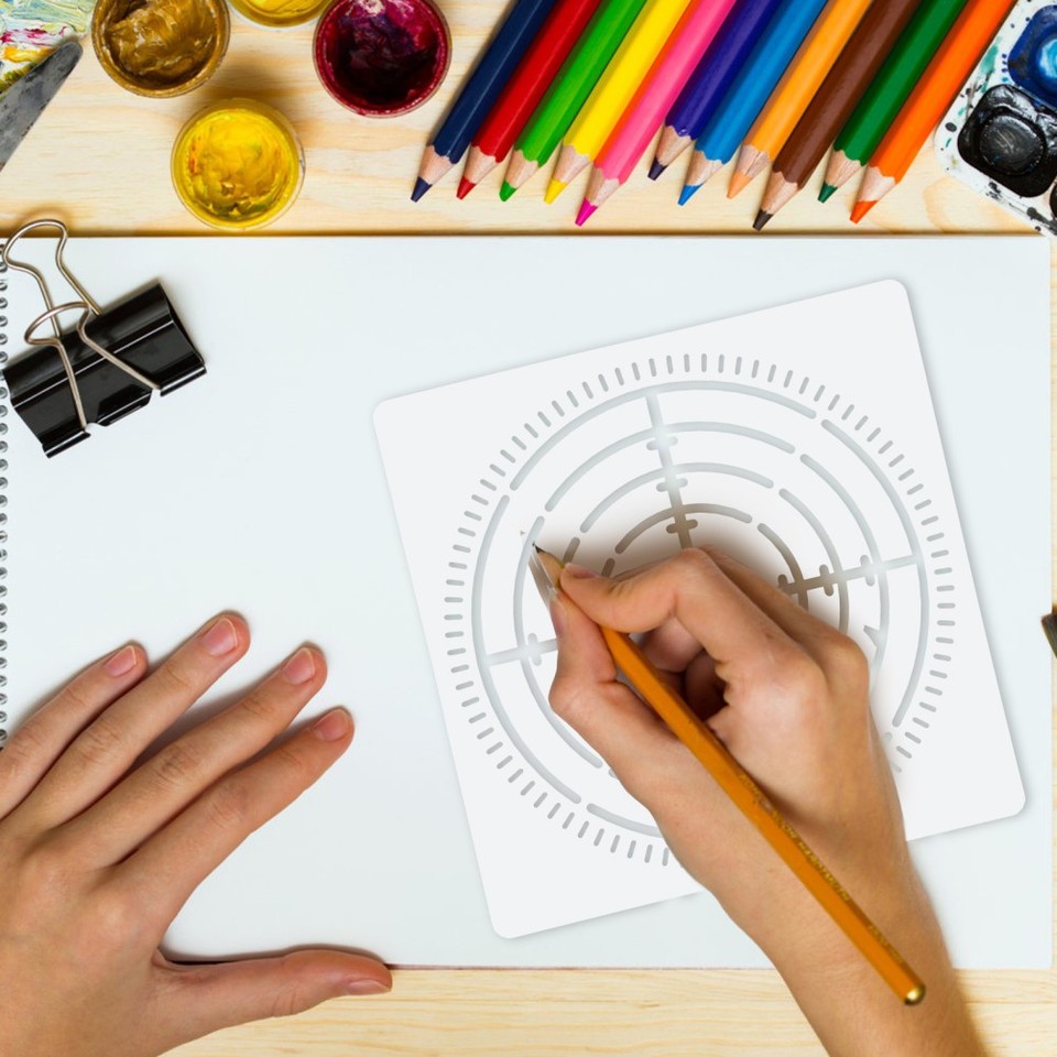 4 Sheets Geometrical Texture Stencils Dot Painting Templates Kits ...