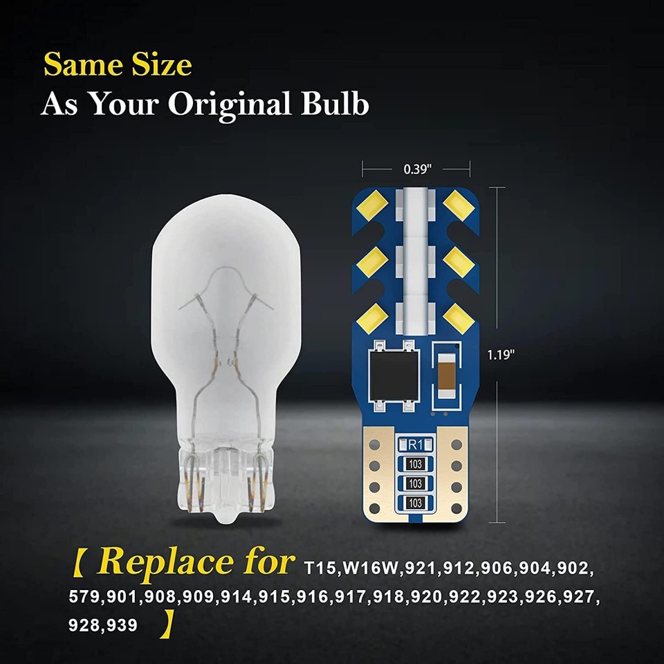 2 Pack 921 LED Super Bright White Reverse Light High Power 2016-24-SMD ...