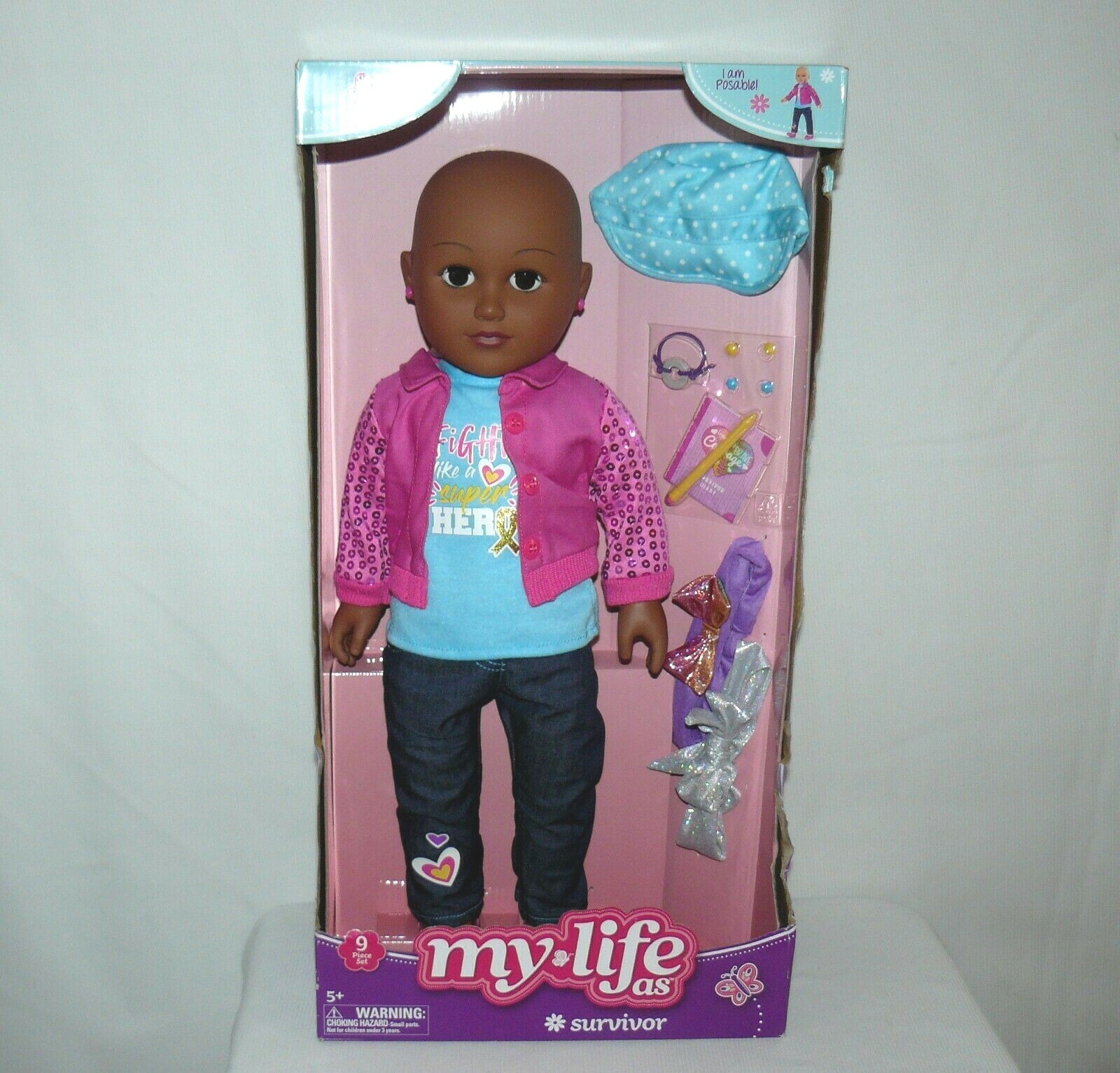 My Life As A Surviver Cancer Bald 18” Doll & Accessories Sleepy Eyes 2020