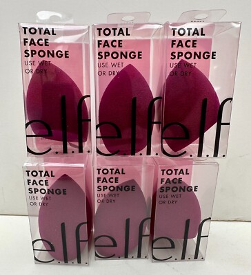 x6 Pack e.l.f. Total Face Sponge 84061 Use Wet or Dry ELF | eBay