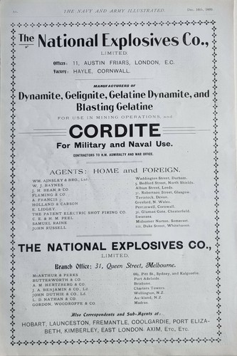 1899 BOER WAR ERA PRINT ADVERT ADVERTISEMENT NATIONAL EXPLOSIVES ...