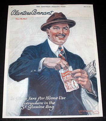 1921 OLD MAGAZINE PRINT AD, PLANTERS, PENNANT SALTED PEANUTS, P. G ...