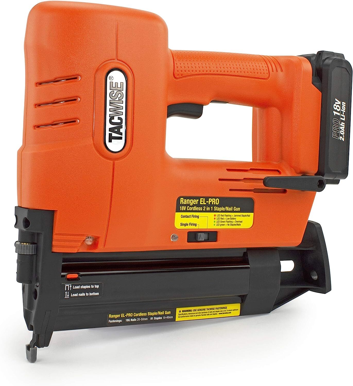 Tacwise 1506 Ranger EL-PRO 18V Cordless 2-in-1 Staple/Nail Gun 18V Bats ...
