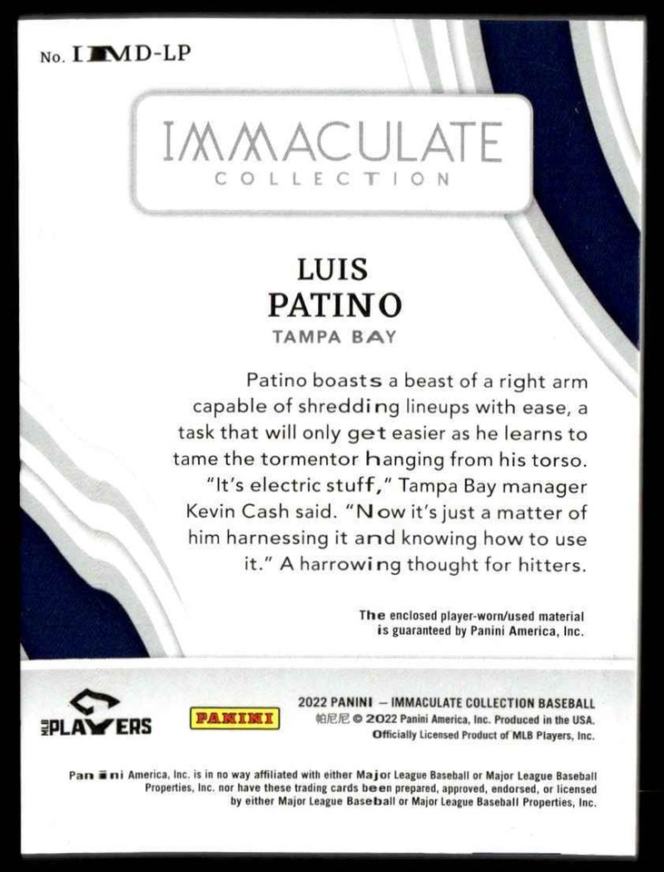 2022 Immaculate Jumbo Jacket Signatures Blue Luis Patino Auto 04/25 ...