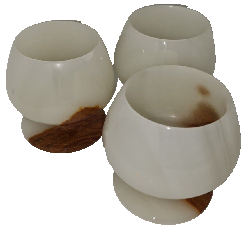 Handmade Natural White Onyx Wine Goblets - Set of 6, 4" x 4" x 4", Cap ...