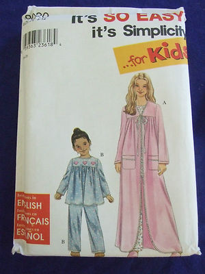 UNCUT SIMPLICITY#9020 GIRLS SZ 3-12 NIGHT WEAR SEWING PATTERN | eBay