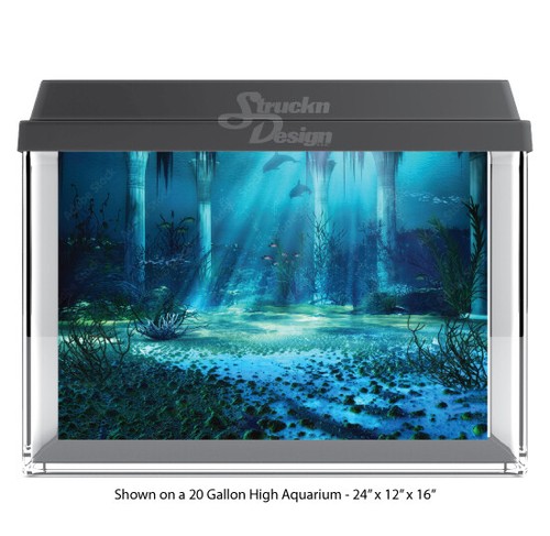 Underwater Column Ruins Polyester Fish Tank Glass Backdrop Aquarium ...