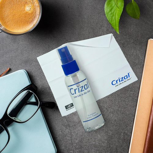 Crizal Eye Glasses Cleaning Cloth and Spray | Crizal Lens Cleaner (2 Oz ...