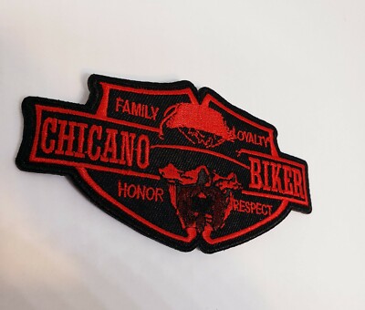 Black and Red Chicano Biker Mexicano Cholo skull Patch | eBay