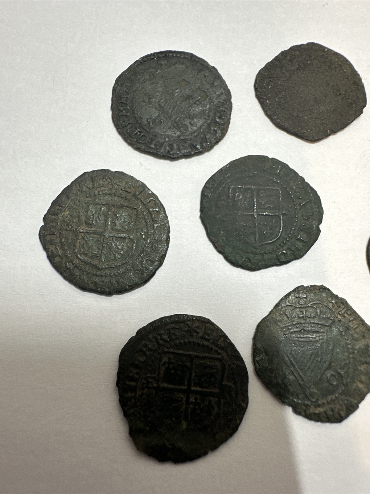 Hammered Copper Coin Elizabeth 1st Irish Penny 1601/1602 Nine Coins In ...