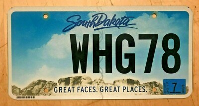SOUTH DAKOTA GRAPHIC OPTIONAL ORGANIZATIONAL AUTO LICENSE PLATE " WHG ...