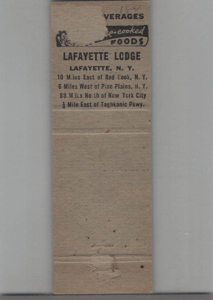 Matchbook Cover Lafayette Lodge Lafayetteville, NY | eBay