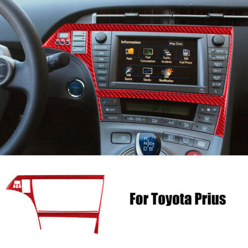 Red Carbon Car GPS Navigation Panel Trim Sticker For Toyota Prius XW30 ...
