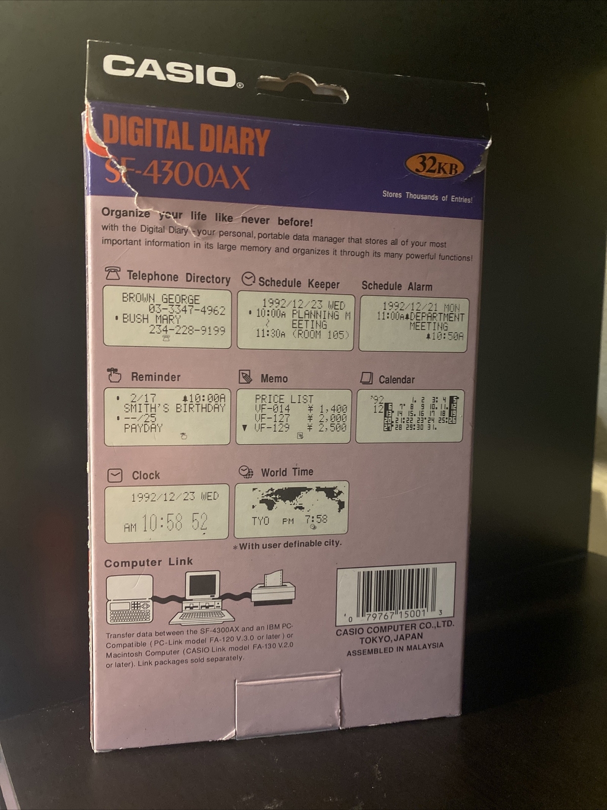 Casio Digital Diary SF 4300 32 KB Without Batteries Vintage Bussing ...