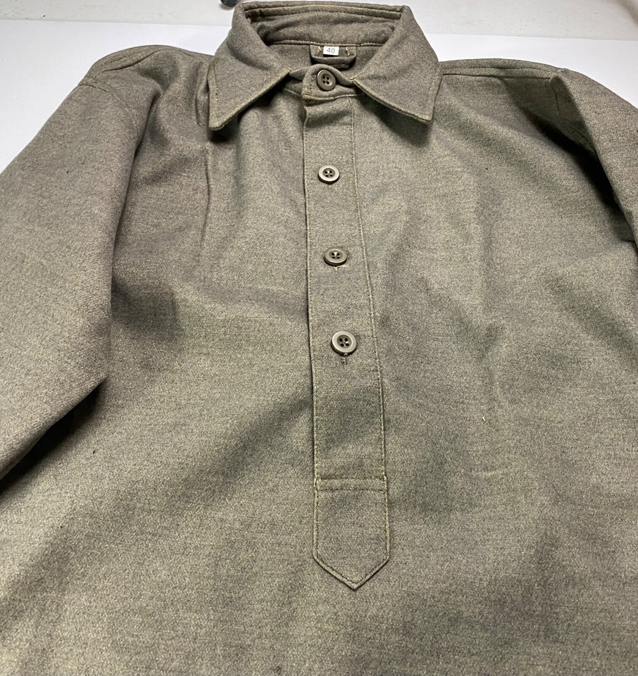WWII GERMAN HEER WAFFEN M31 GREY WOOL COMBAT FIELD OVER SHIRT - SIZE 3 ...