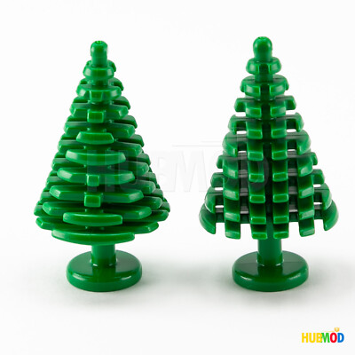 Lot of 2 Genuine LEGO Plant Tree Pine Large 3471 4X4X6 2/3 Green Castle ...
