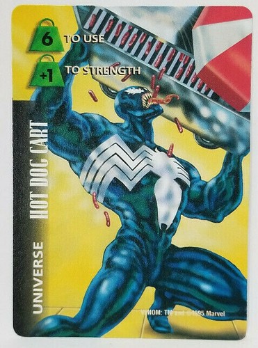 Venom Hot Dog Cart Marvel Overpower 1995 Fleer Universe CCG Card Mint ...
