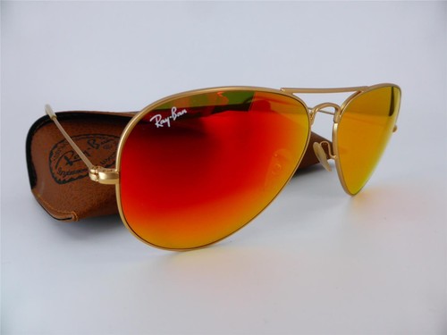 Ray Ban Sunglasses AVIATOR Gold - Flash Orange Lenses 3025-112/69 S:58 ...