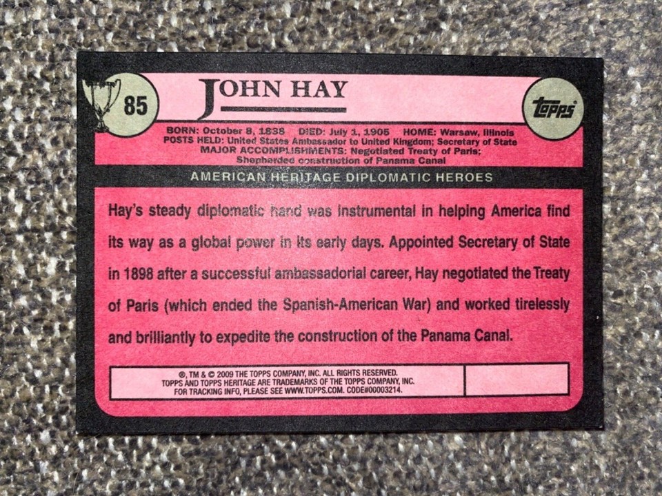 2009 Topps American Heritage Heroes Edition #85 John Hay Card | eBay