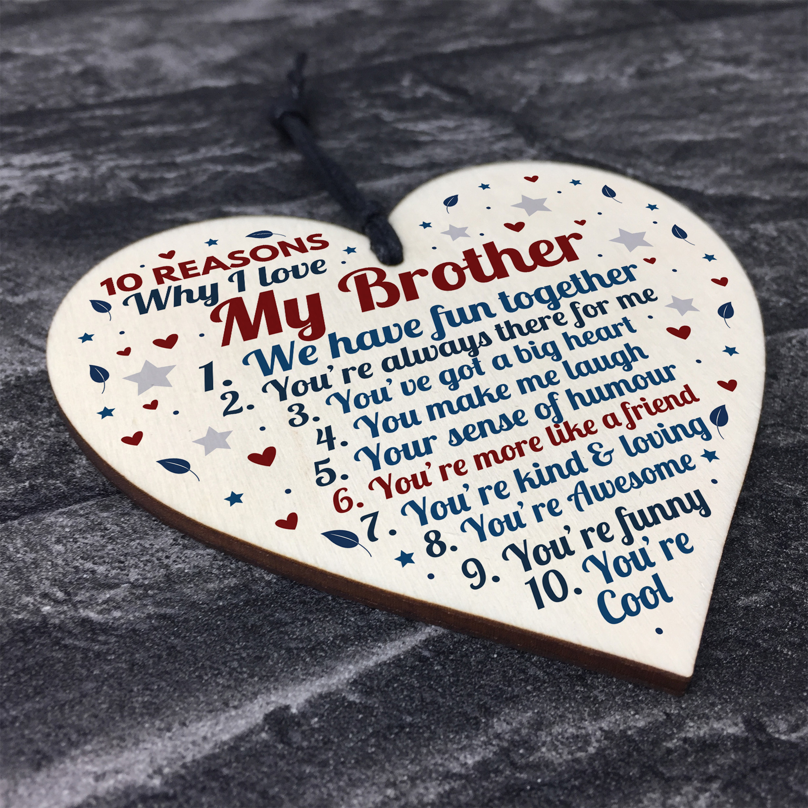 10 Reasons Why I Love My Brother Wooden Heart Sign Brother Birthday ...