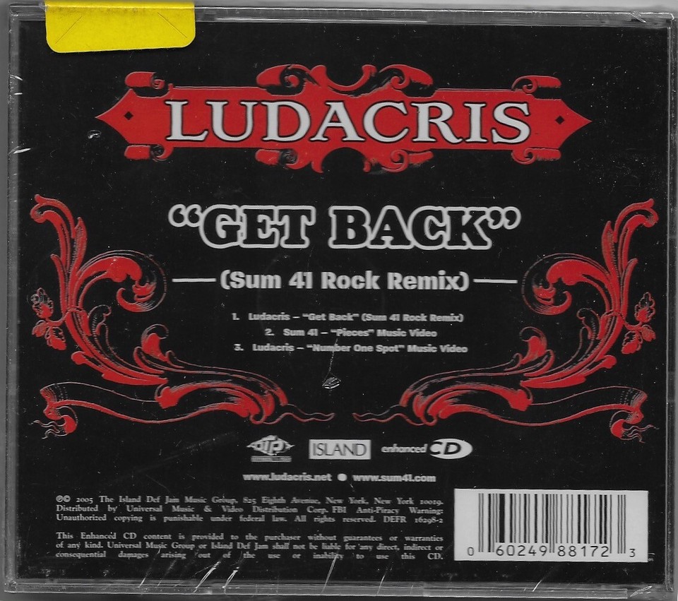 Ludacris- Get Back CD 2005Sum 41 Rock Remix Def Jam Records | eBay