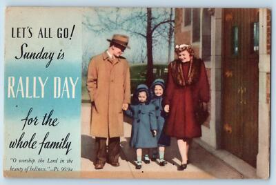Rosholt South Dakota SD Postcard Let's All Go Sunday Rally Day For ...