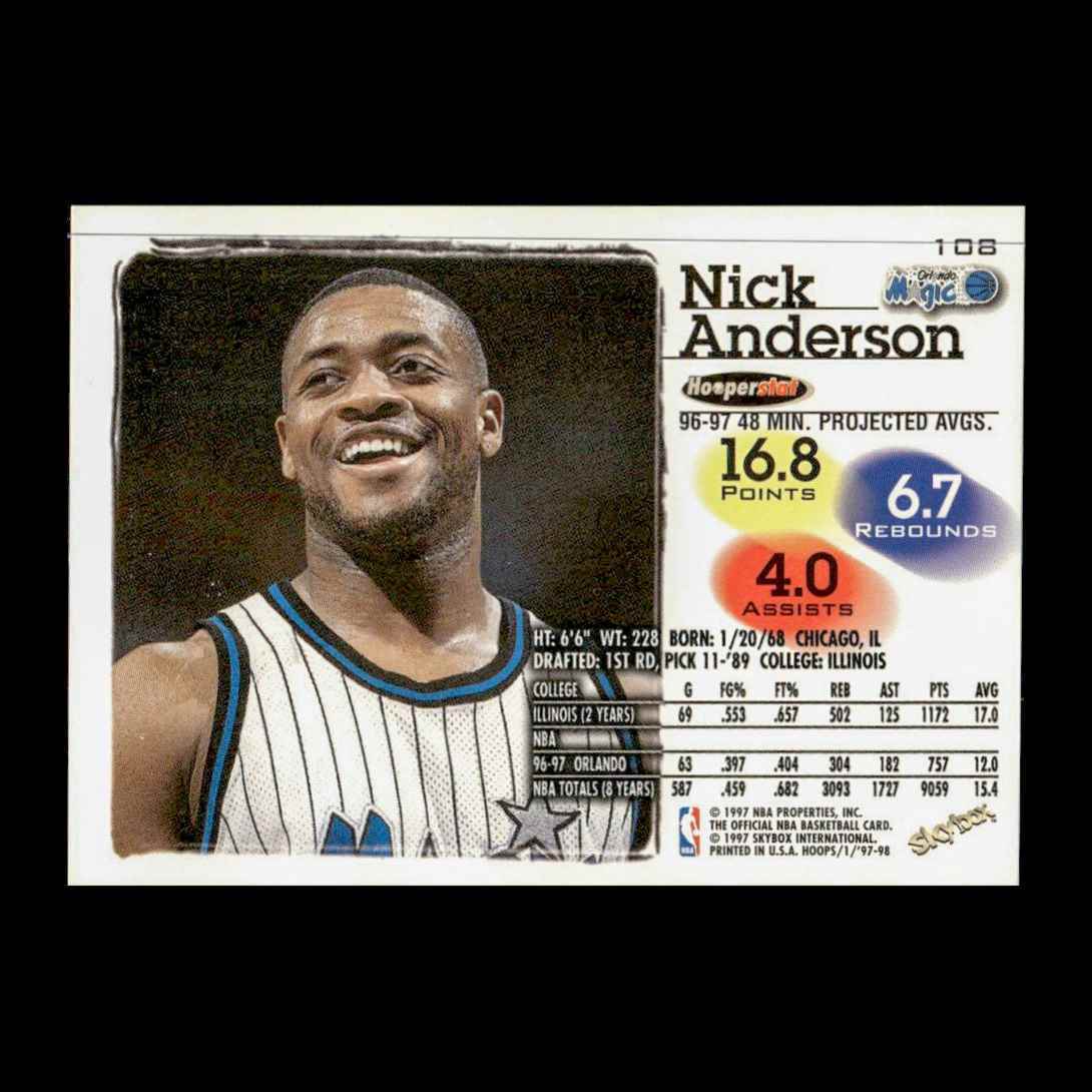 Nick Anderson 1997-98 Hoops Orlando Magic #108 R331D 70 | eBay.de