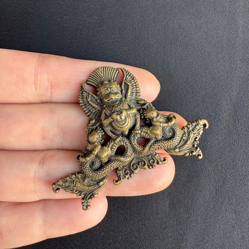 1.77" Old Chinese Tibetan Buddhism Copper snake GARUDA Pendant amulet ...
